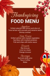 Thanksgiving Food Menu Template | PosterMyWall