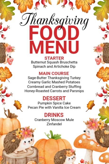 Thanksgiving Food Menu Template | PosterMyWall