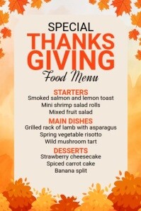 Thanksgiving Special Food Menu Template | PosterMyWall