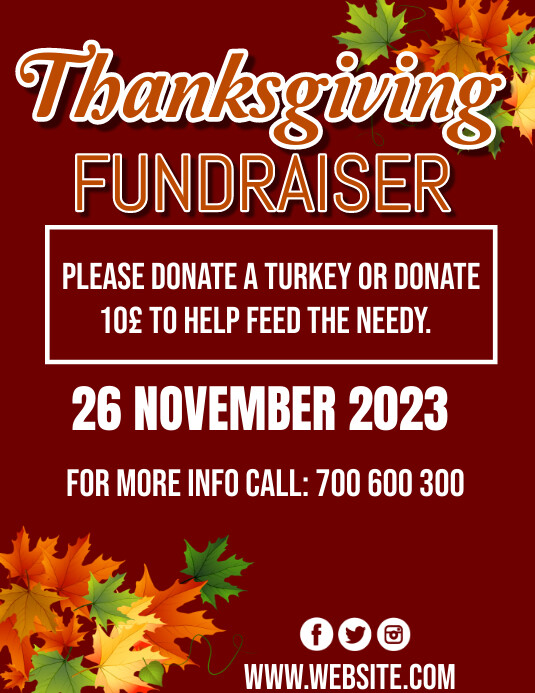 Plantilla de Thanksgiving fundraiser event design | PosterMyWall