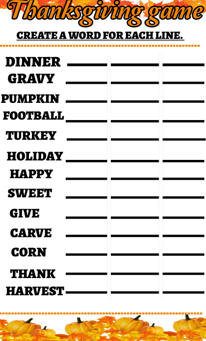 Thanksgiving game design template | PosterMyWall