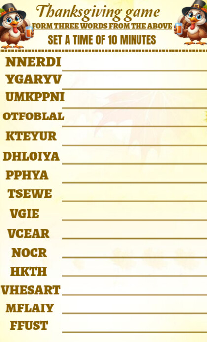 Thanksgiving game design template | PosterMyWall