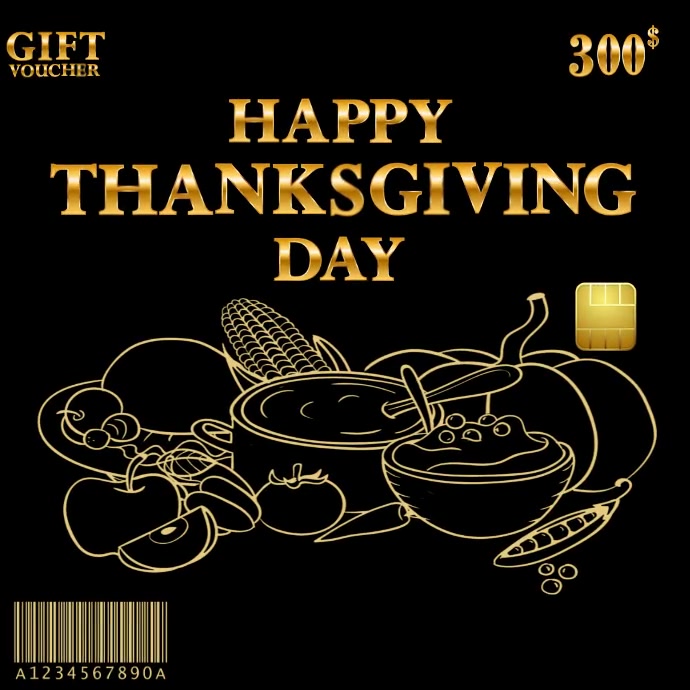 Thanksgiving gift voucher card Template | PosterMyWall