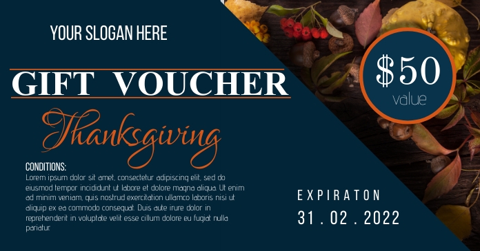 Thanksgiving gift voucher template | PosterMyWall