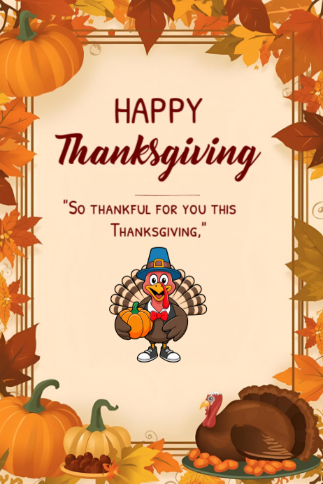 Thanksgiving Gratitude with Festive Turkeys Template | PosterMyWall