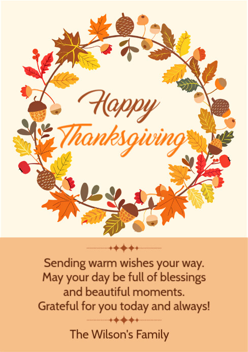 Thanksgiving Greeting Card Template | PosterMyWall
