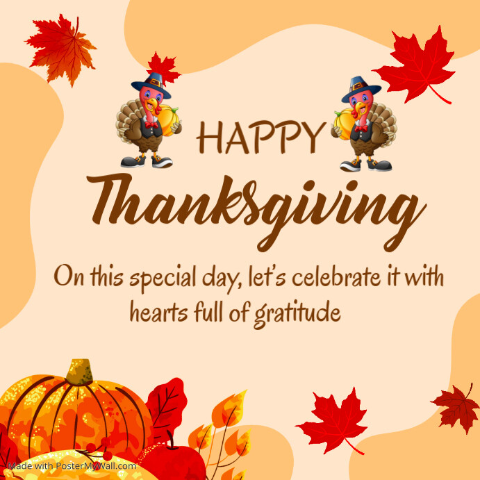 Thanksgiving Greetings Card Template | PosterMyWall