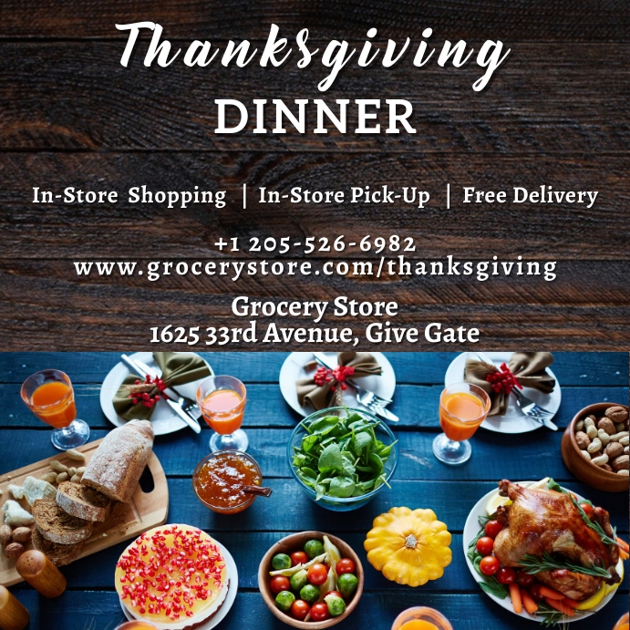 Thanksgiving Grocery Shopping Instagram Template | PosterMyWall