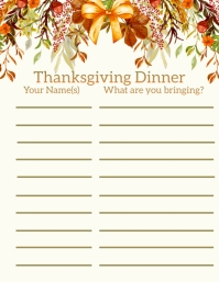 Thanksgiving Volunteers Sign Up Sheet Template | PosterMyWall