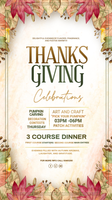 Thanksgiving Instagram Story Template | PosterMyWall