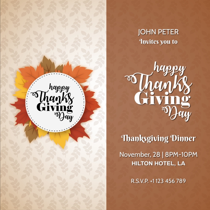 thanksgiving invitation Template | PosterMyWall