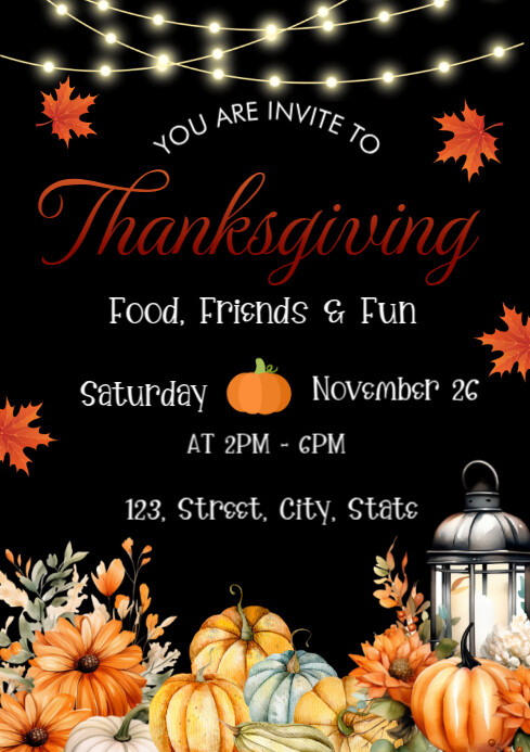 Thanksgiving invitation Template | PosterMyWall