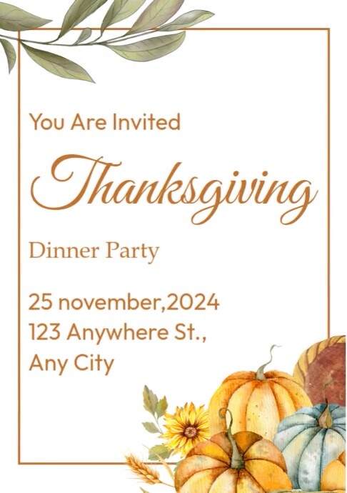 Thanksgiving Invitation Template | PosterMyWall