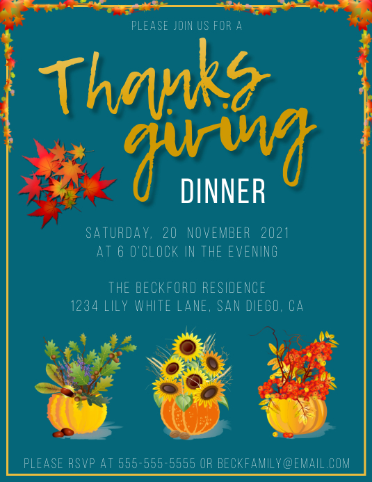 Printable Thanksgiving Invitations Emails