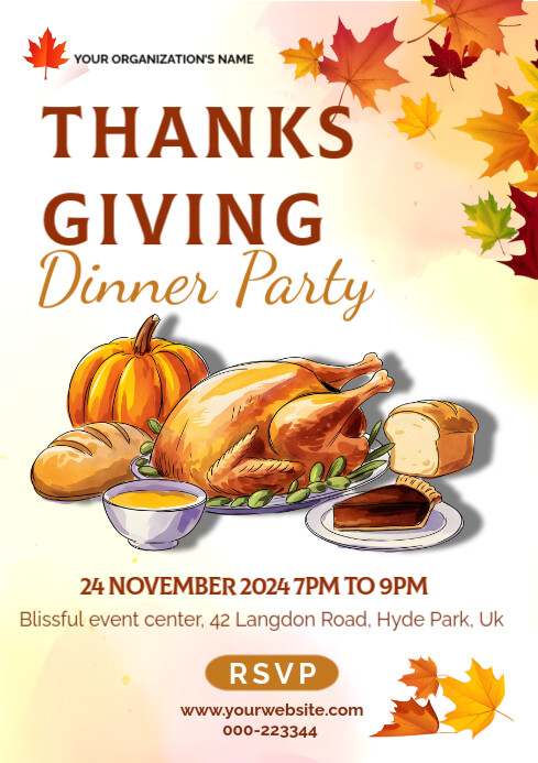 Thanksgiving invitation flyer template design | PosterMyWall