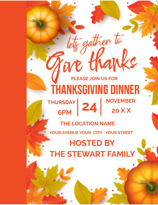 THANKSGIVING INVITATION GATHER TO GIVE THANK Template | PosterMyWall