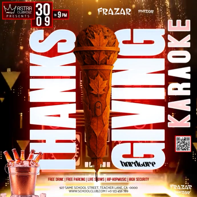 Copy of Thanksgiving Karaoke Night Party Event Ad Template | PosterMyWall