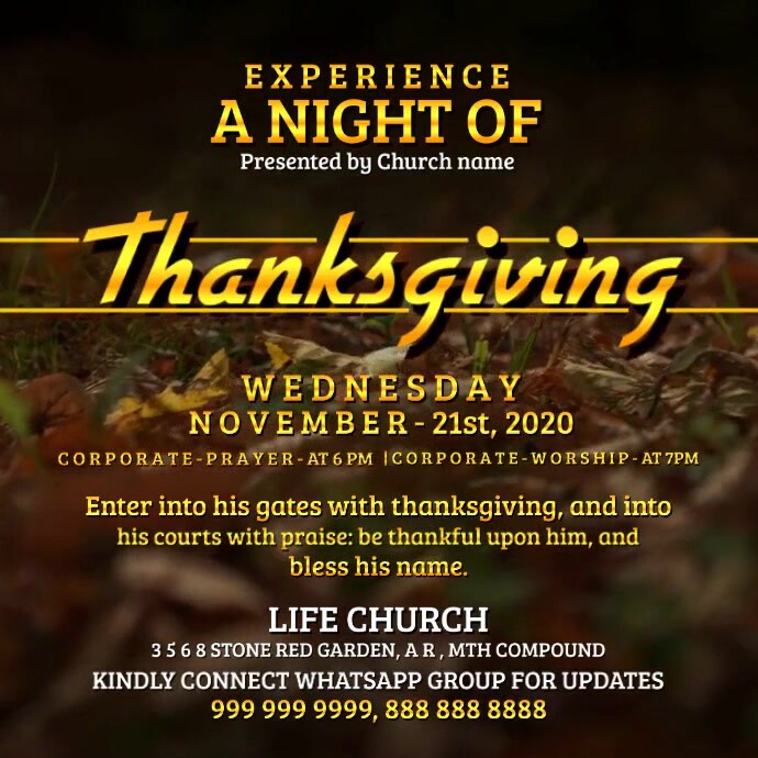 Thanksgiving Life Church Post Template | PosterMyWall