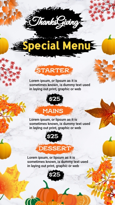 thanksgiving menu, thanksgiving (1) Template | PosterMyWall