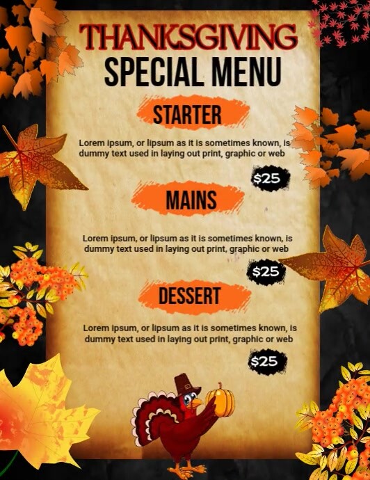 Copy of thanksgiving menu, thanksgiving flyer (2) | PosterMyWall