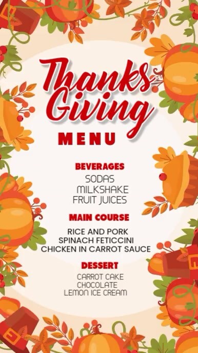 Thanksgiving Menu Ads Template | PosterMyWall