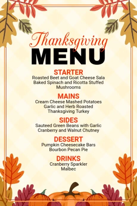 Thanksgiving Menu Ads Template | PosterMyWall