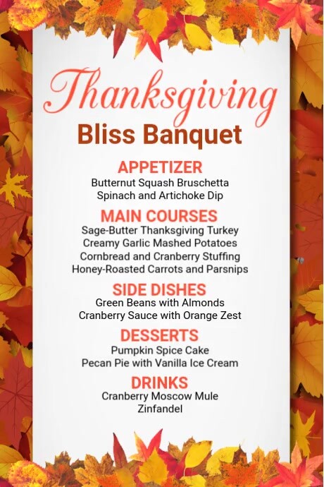 Thanksgiving Menu Ads Template | PosterMyWall