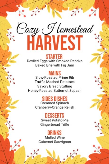 Thanksgiving Menu Ads Template | PosterMyWall