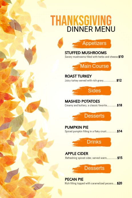 Thanksgiving menu Template | PosterMyWall