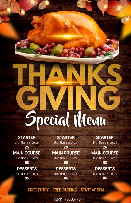 thanksgiving menu Template | PosterMyWall