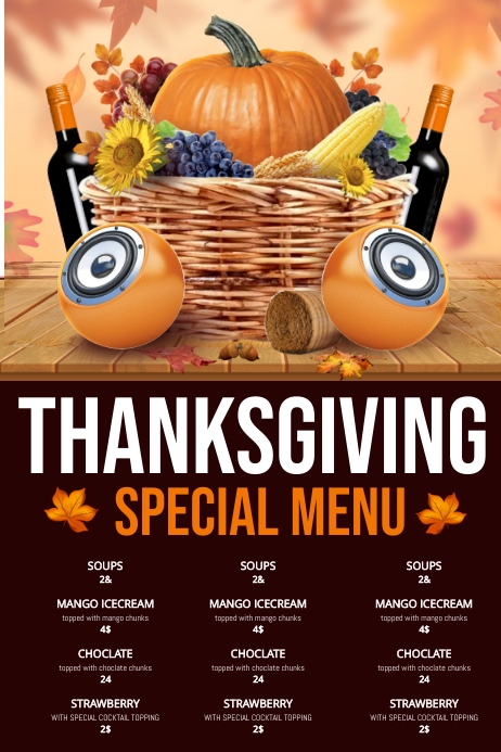 Copy of thanksgiving menu | PosterMyWall