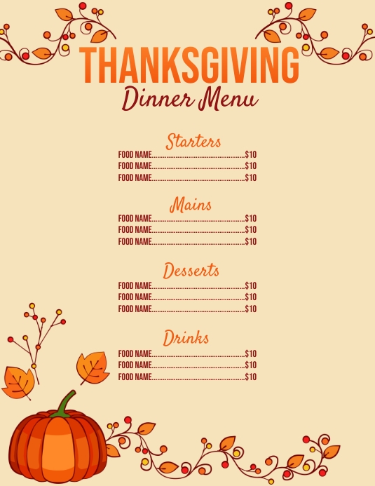 Thanksgiving Menu Template | PosterMyWall