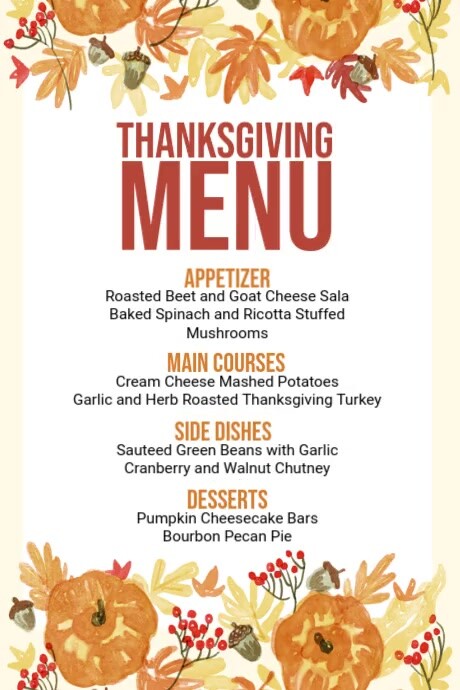 Thanksgiving Menu Template | PosterMyWall
