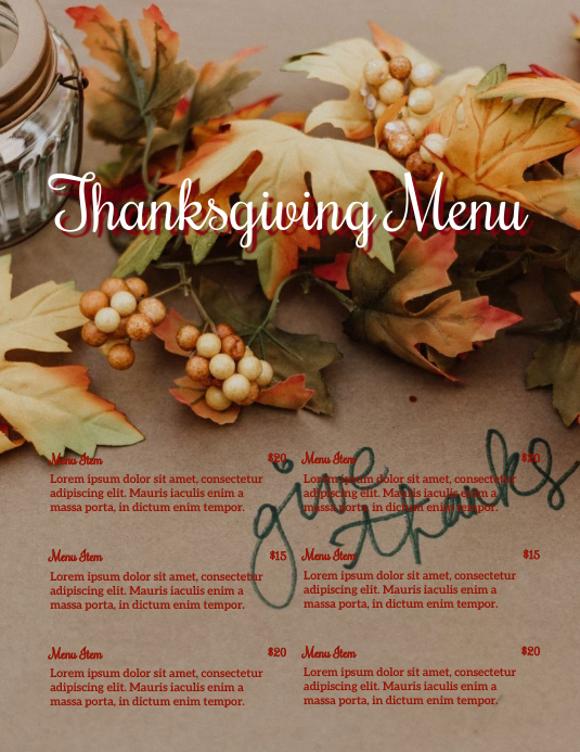 Thanksgiving Menu Template | PosterMyWall
