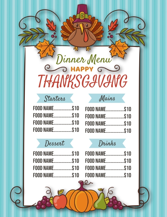 Thanksgiving Menu Template | PosterMyWall