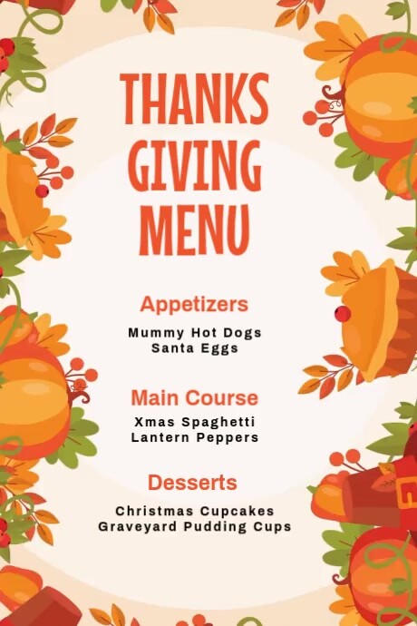 Thanksgiving Menu Flyer Template | PosterMyWall