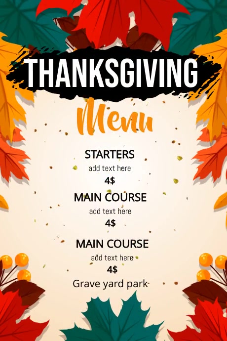 Thanksgiving menu flyer Template | PosterMyWall