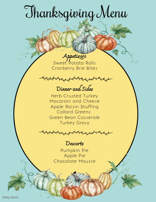 Thanksgiving menu flyer poster Template | PosterMyWall