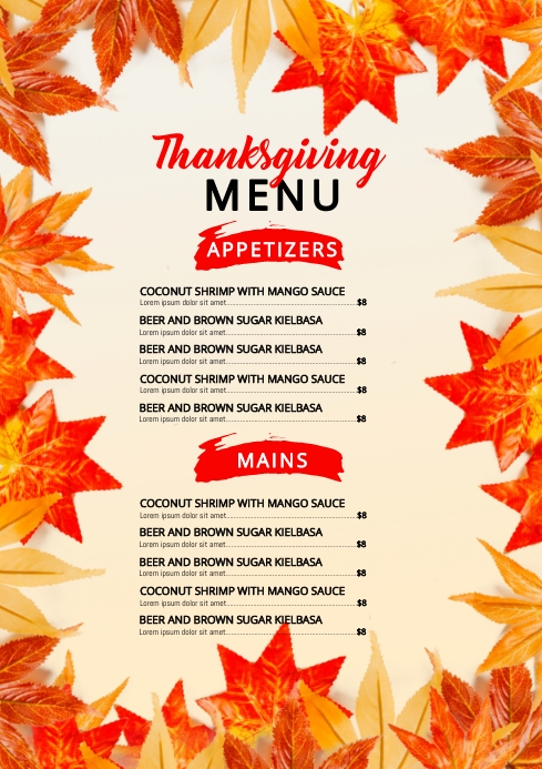 Thanksgiving Menu Template | PosterMyWall
