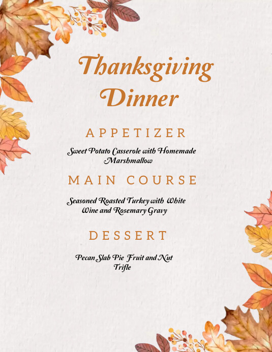 thanksgiving menu template | PosterMyWall
