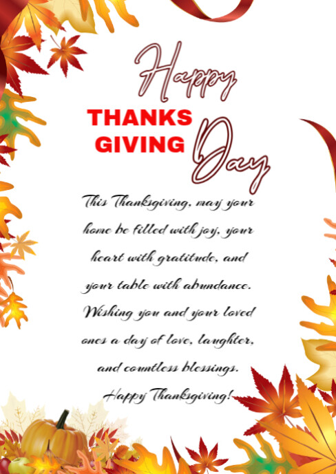Thanksgiving Message Template | PosterMyWall