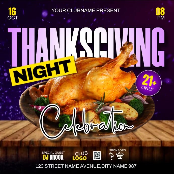 Plantilla de Thanksgiving Night Celebration | PosterMyWall