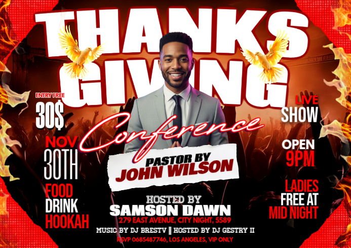 THANKSGIVING NIGHT CONFERENCE EVENT Template | PosterMyWall