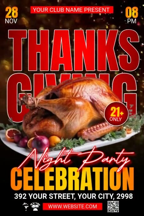 Thanksgiving Night Party Template | PosterMyWall