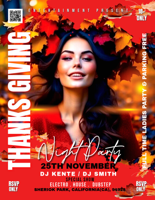 Thanksgiving Night Party Flyer Templat | PosterMyWall