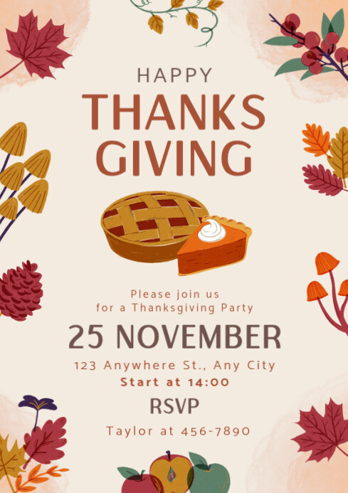 Thanksgiving Party A4 Templat | PosterMyWall