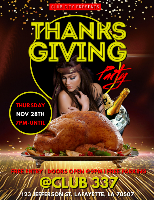 THANKSGIVING PARTY CLUB FLYER Template | PosterMyWall