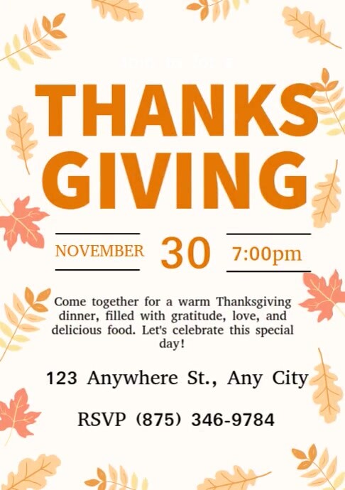 Thanksgiving Party Template | PosterMyWall