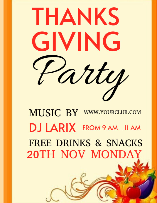 Thanksgiving party Template | PosterMyWall