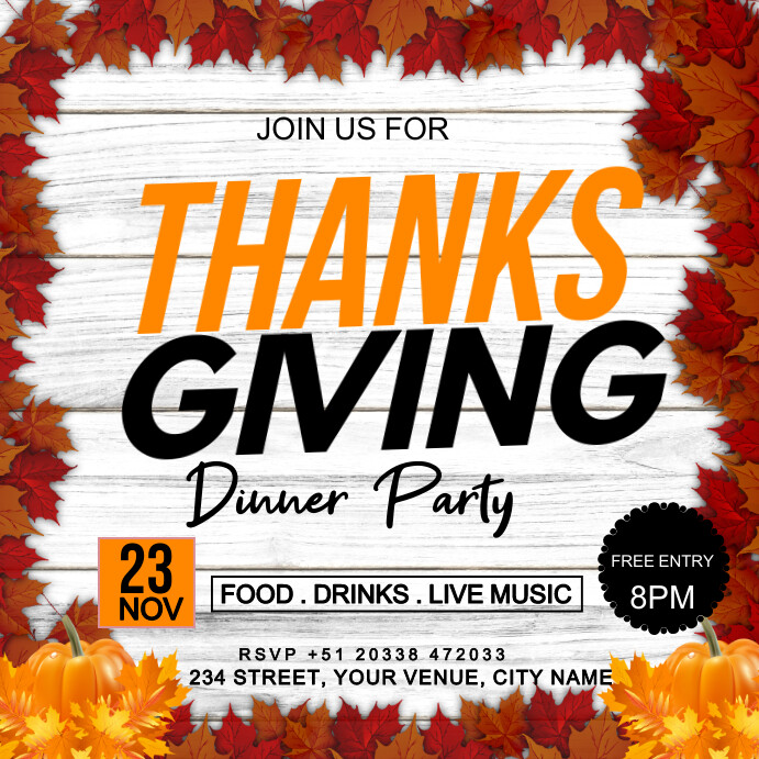 thanksgiving party Template | PosterMyWall
